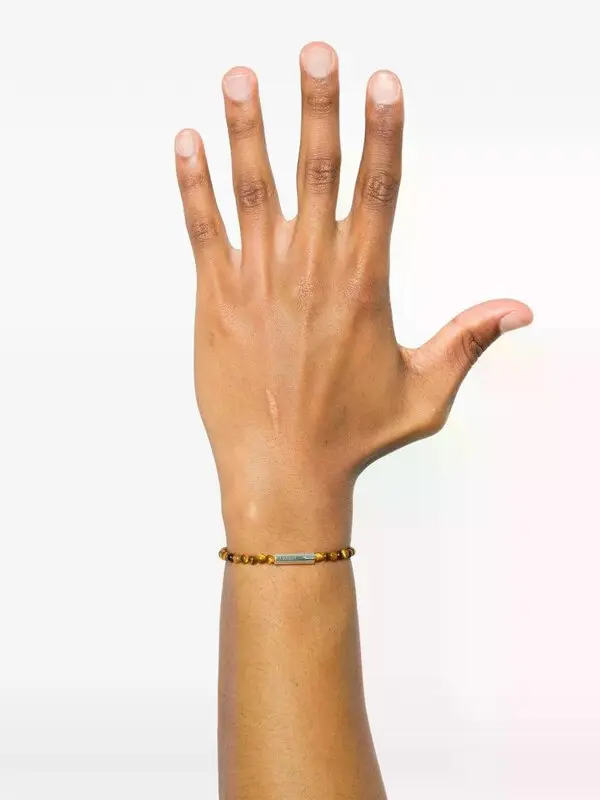 Le Gramme Tiger Eye Beads Cable Bracelet