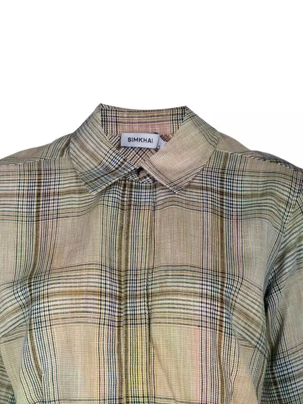 Simkhai Beige Plaid Shirt Dress