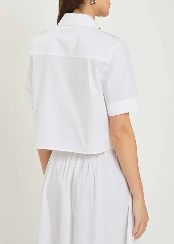 Tory Burch Romy Cropped Stretch Cotton-poplin Shirt