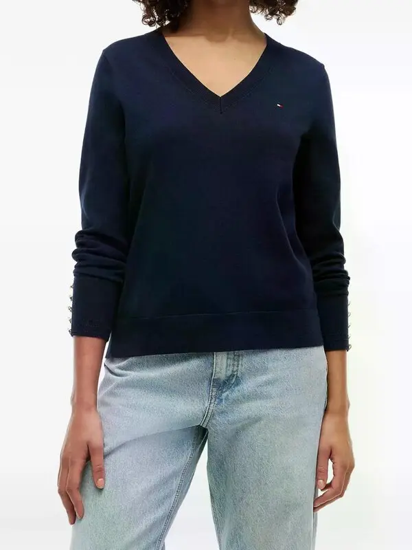 Tommy Hilfiger V-neck Sweater With Button Cuffs