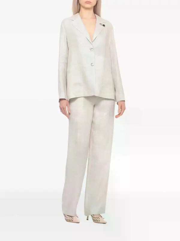 LARDINI Check-pattern Linen Blazer