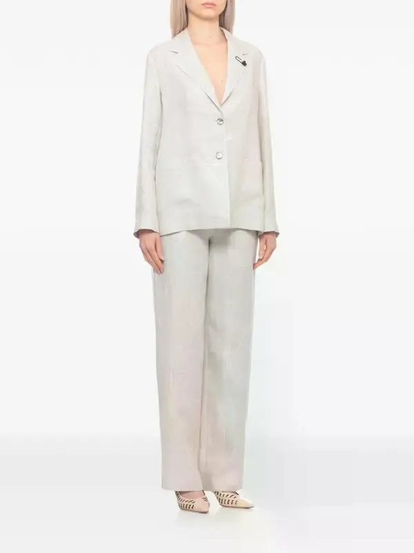 LARDINI Check-pattern Linen Blazer