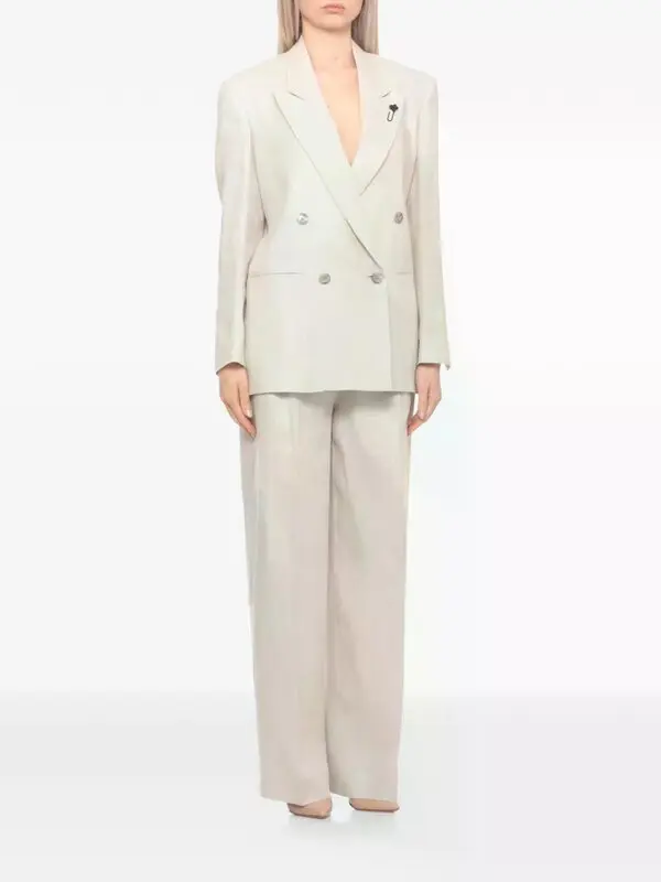 LARDINI Linen Double-breasted Blazer