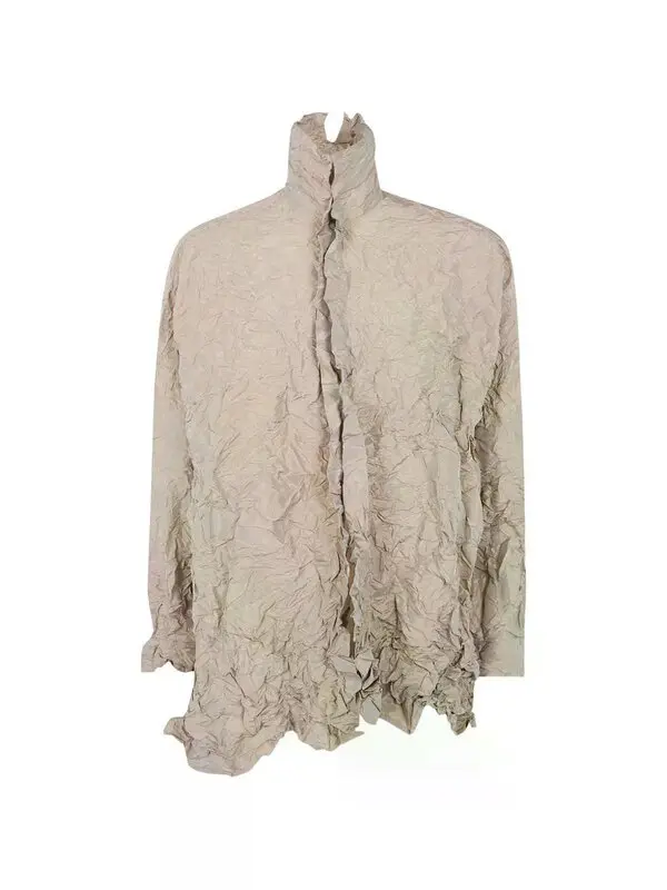 DANIELA GREGIS Crinkled Finish Ruffled Shirt - Neutrals