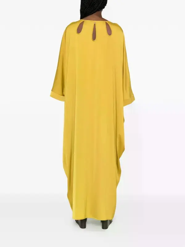 LE RJTANGE Ochre Cut-out Embellished Maxi Dress
