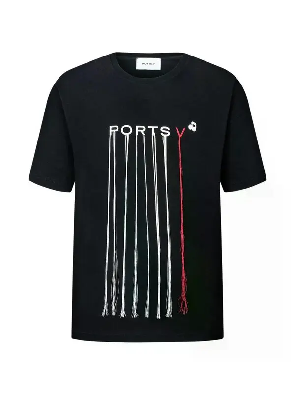 PORTS V Threads Logo-print T-shirt - Black