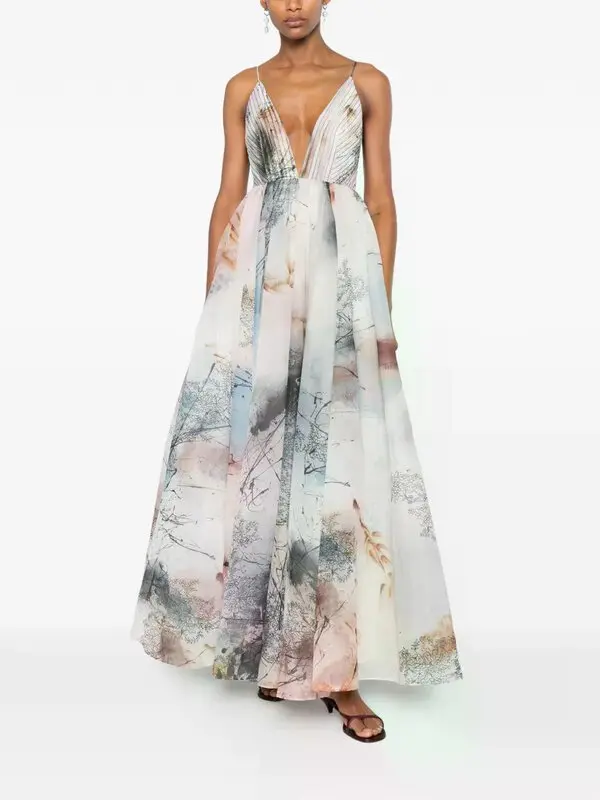 Aje Avery Abstract Print Gown