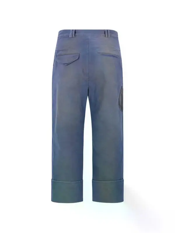 NAMACHEKO Leather-patch Turn-up Trousers