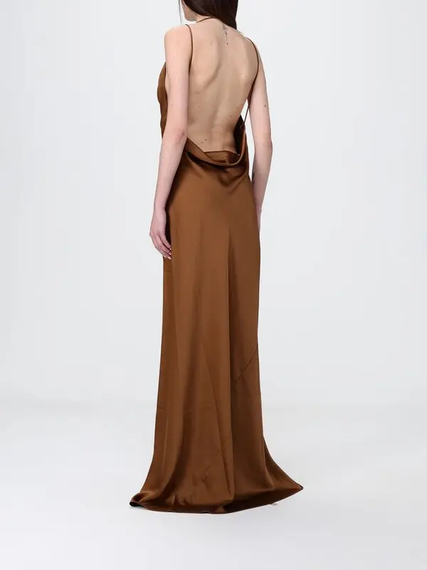 Andamane Satin Maxi Dress With V-neck And Train