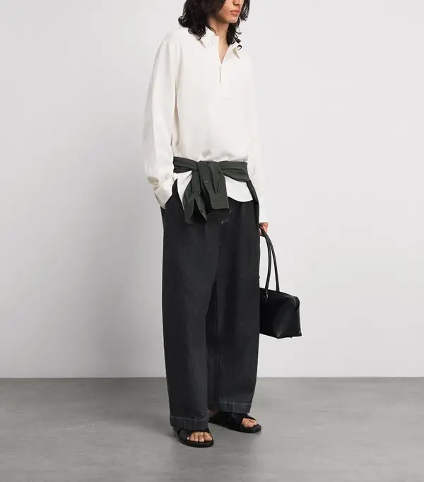 Studio Nicholson Pleated Wide-leg Jeans - Black