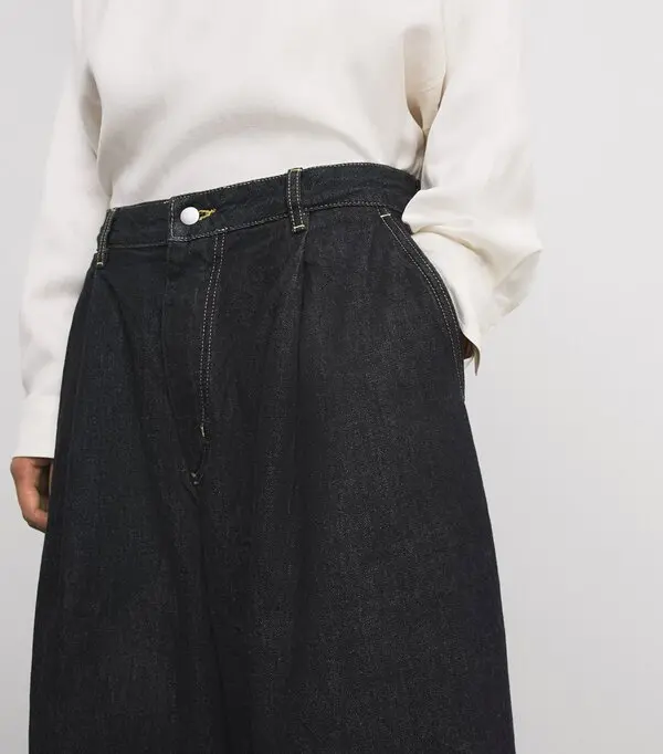 Studio Nicholson Pleated Wide-leg Jeans - Black