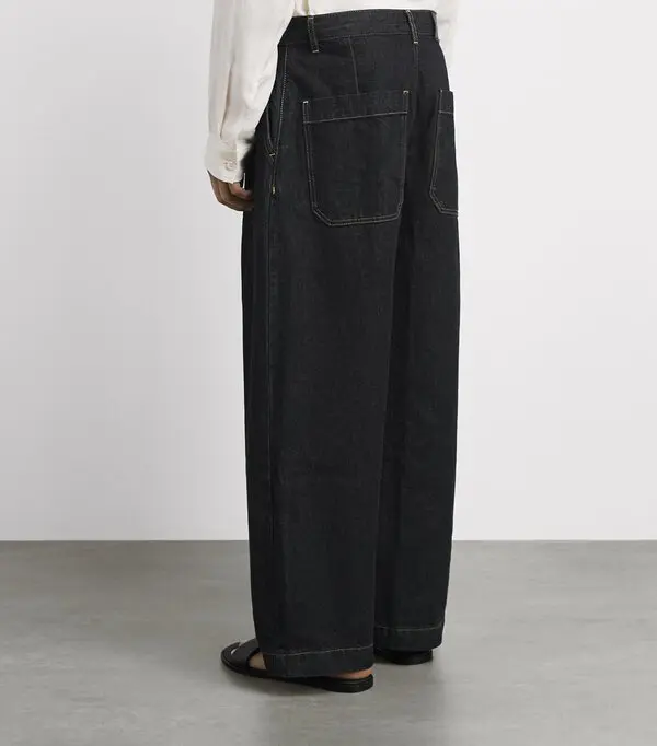 Studio Nicholson Pleated Wide-leg Jeans - Black