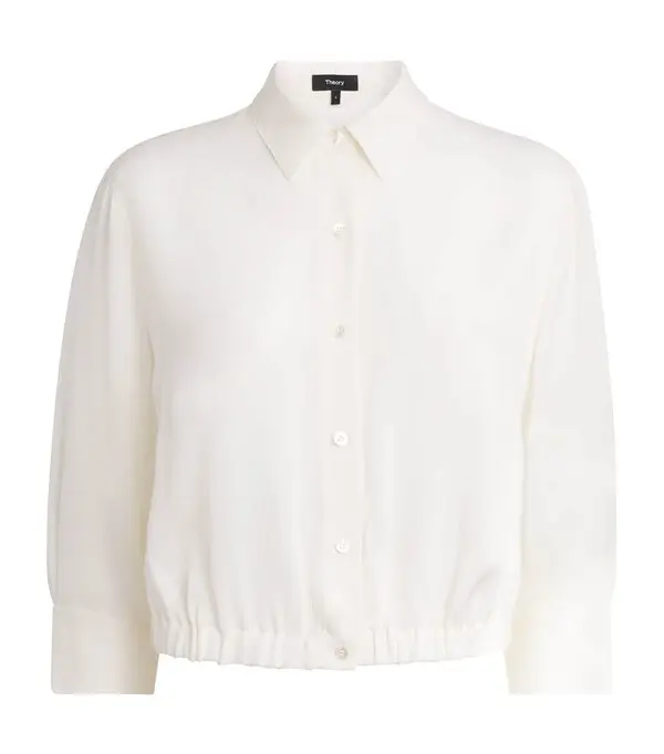 Theory Supima Cotton Cropped Shirt With Elasticated Waistband