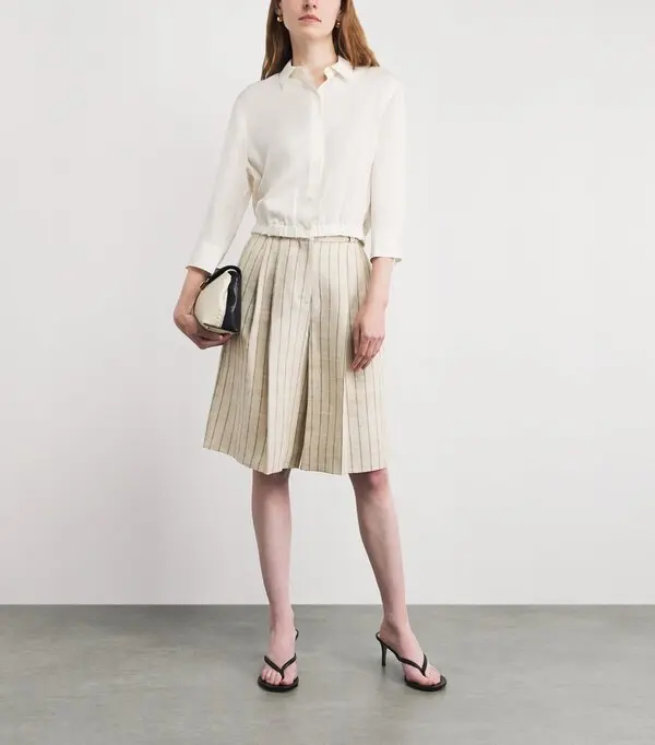 Theory Supima Cotton Cropped Shirt With Elasticated Waistband