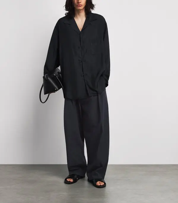 Studio Nicholson Cotton Pleated Trousers - Navy