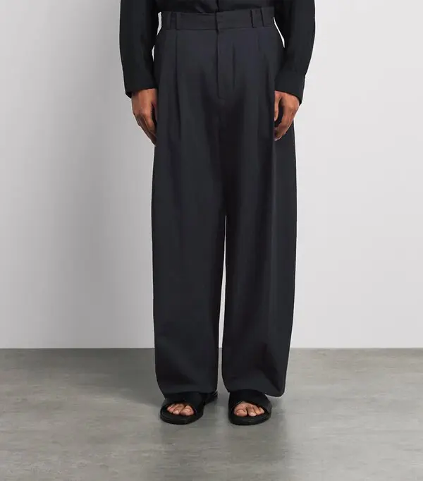Studio Nicholson Cotton Pleated Trousers - Navy