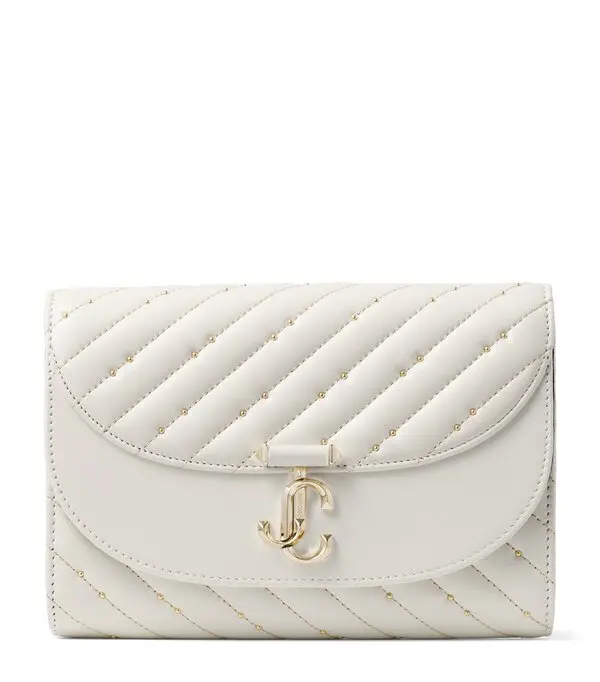 JIMMY CHOO Leather Clutch With Monogram Detail - White