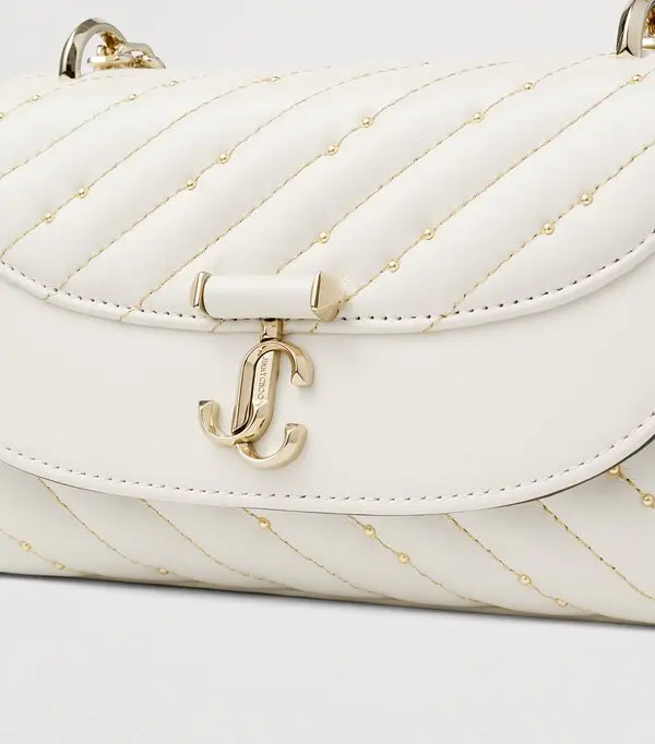 JIMMY CHOO Curve Small Quilted Lambskin Shoulder Bag With Monogram Logo
