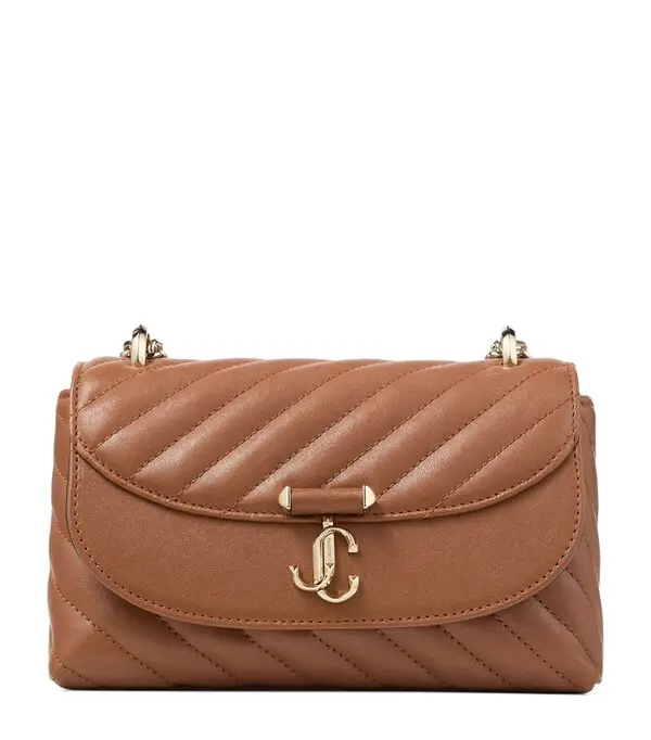 JIMMY CHOO Curve Small Biker Leather Quilted Cross-body Bag - Beige