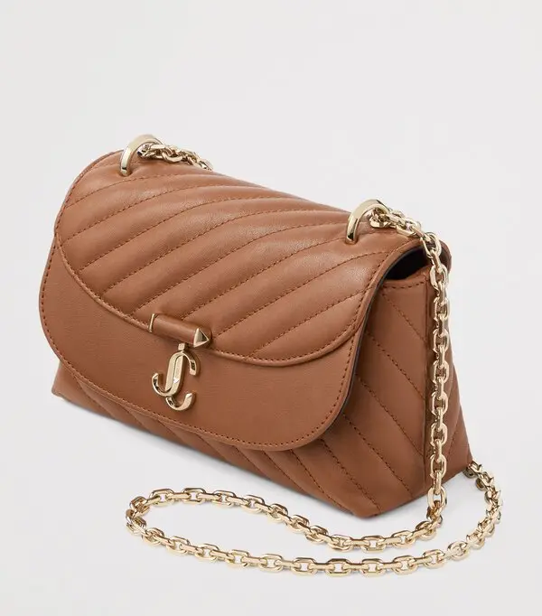 JIMMY CHOO Curve Small Biker Leather Quilted Cross-body Bag - Beige