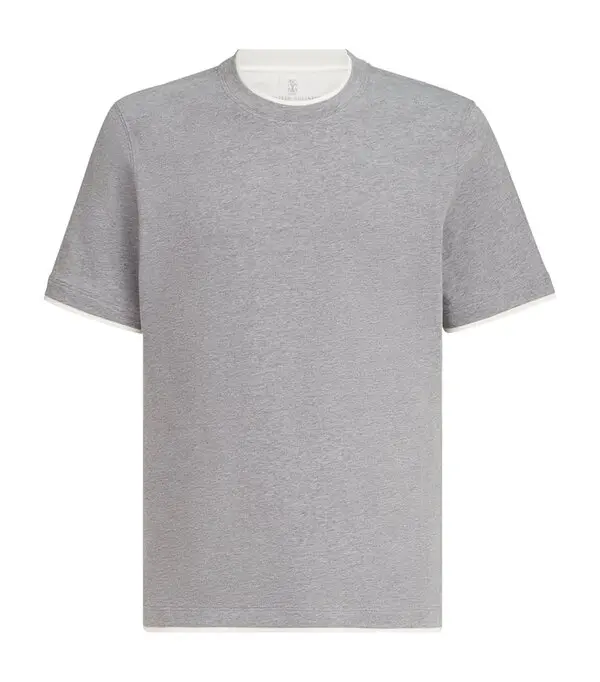 Brunello Cucinelli Cotton Faux-layered T-shirt - Grey
