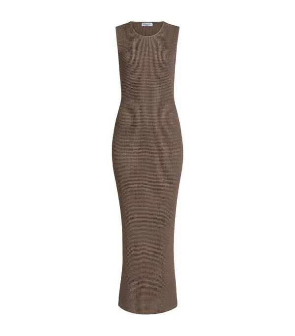 Alaïa Silk Waffle Godet Midi Dress