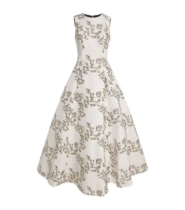 Carolina Herrera Embroidered Sleeveless Gown