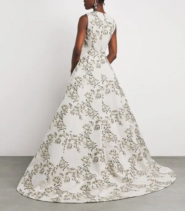 Carolina Herrera Embroidered Sleeveless Gown