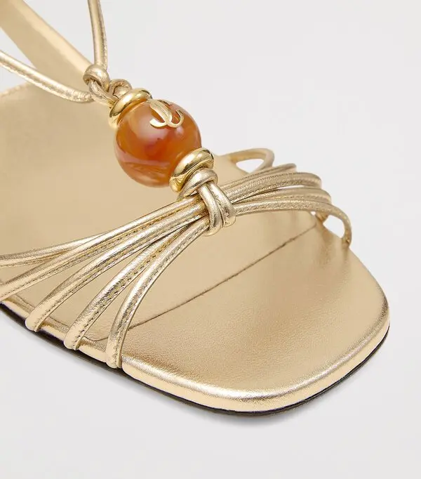 JIMMY CHOO Lova 50 Metallic Leather Sandals - Gold