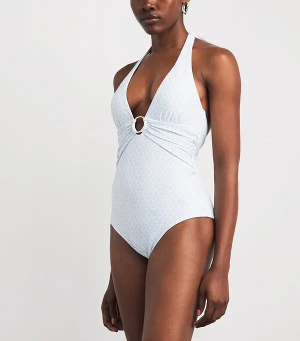 Heidi Klein Halterneck Elba Swimsuit With Foliate Motif