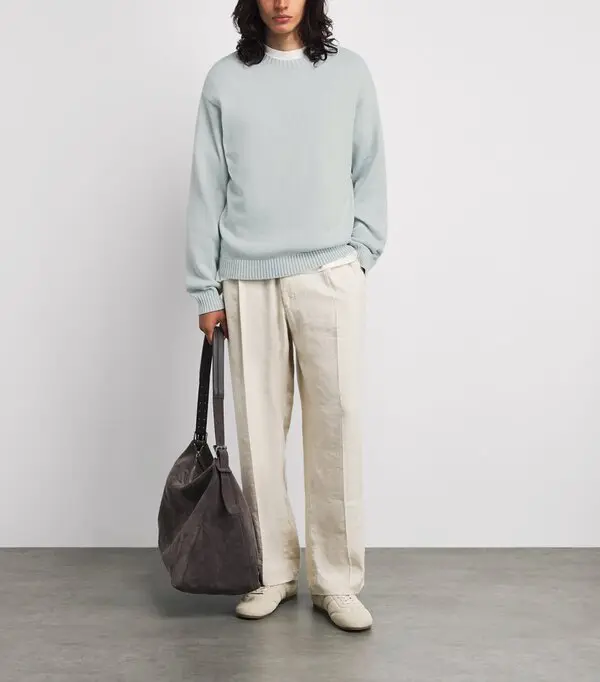 FRAME Cotton-silk Crew-neck Sweater - White