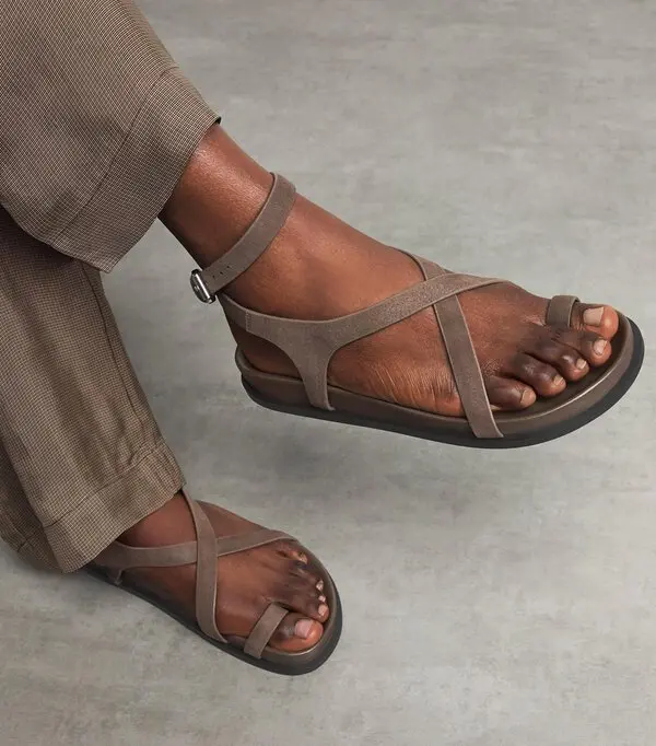 A.emery Jalen Slim Leather Sandals - Beige