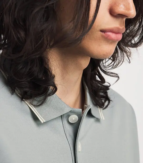 FRAME Cotton Piqué Polo Shirt - Blue