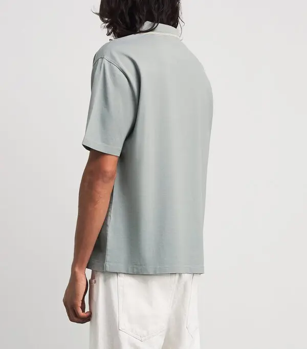 FRAME Cotton Piqué Polo Shirt - Blue