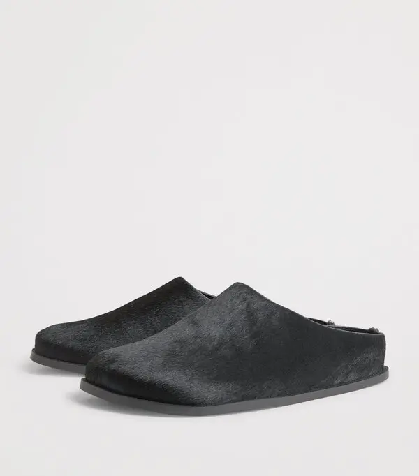 A.emery Lou Cow Hair Clogs - Black