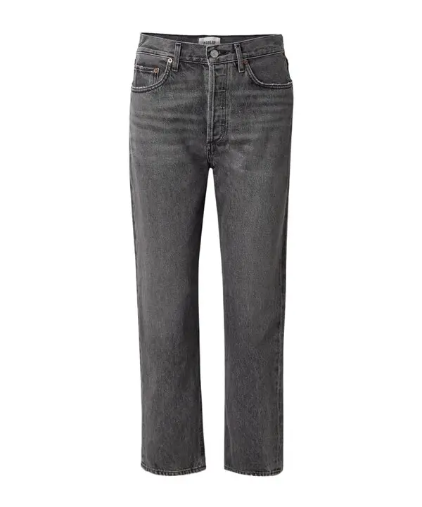 AGOLDE High Waist Straight Leg Jeans - Black
