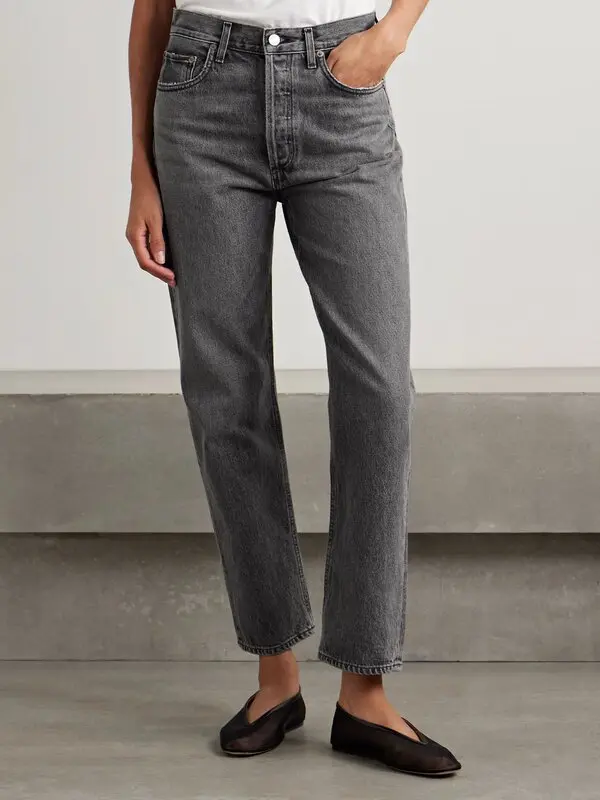 AGOLDE High Waist Straight Leg Jeans - Black
