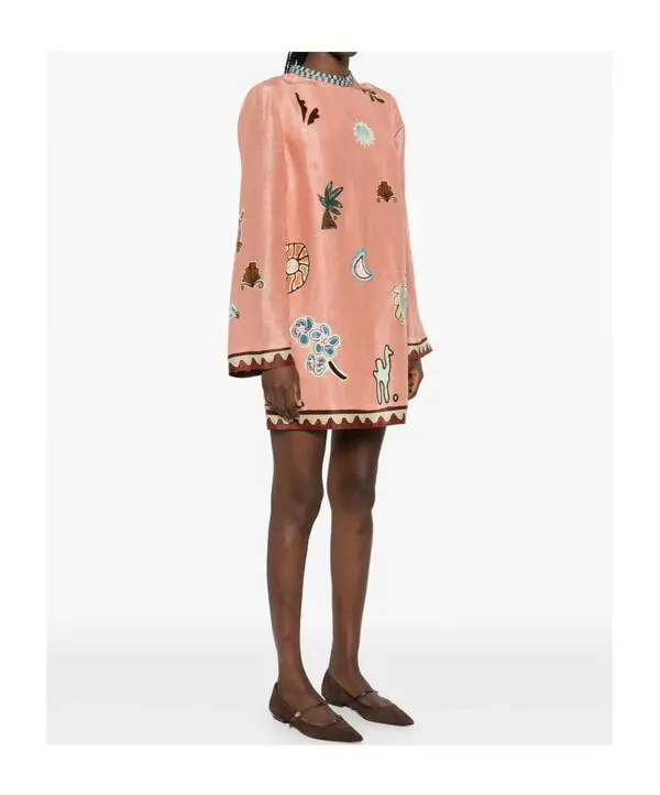ALEMAIS Round Neck Long Sleeve Printed Dress