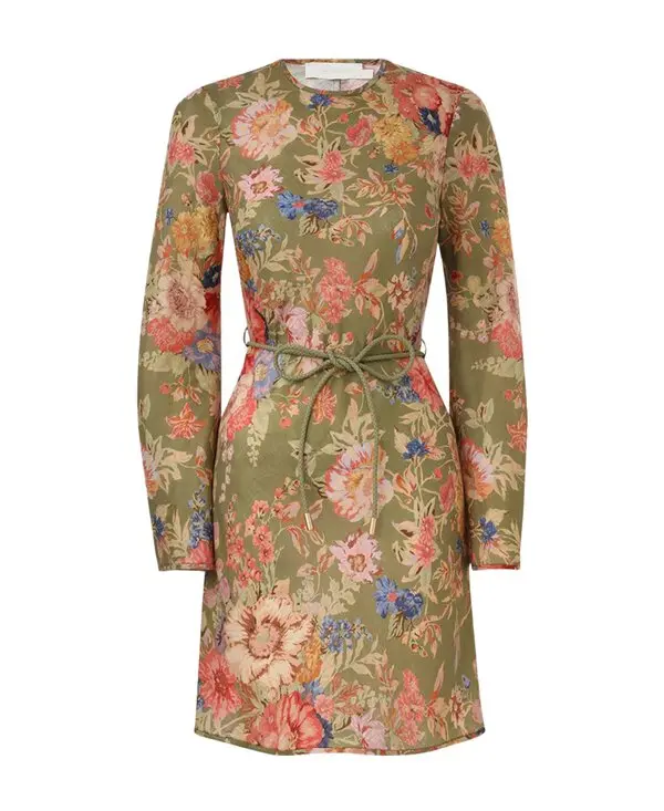 Zimmermann Floral Printed Long Sleeve Mini Dress