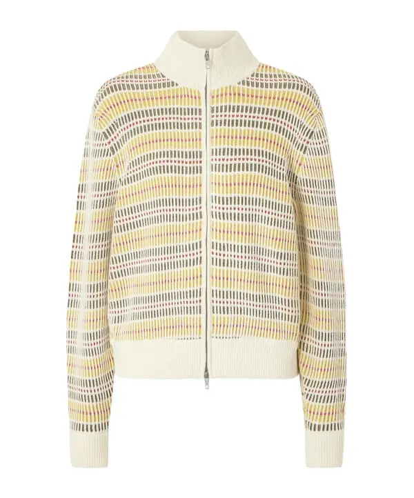 Aimé Leon Dore Cotton Zip Cardigan With Stand Collar And Ribbed Trims