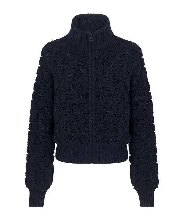 Dior Dioralps Macrocannage Zipped Cardigan - Navy Blue