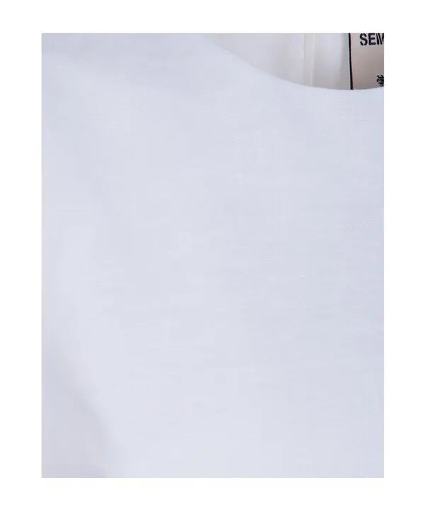 SEMICOUTURE Sleeveless Round Neck Dress - White