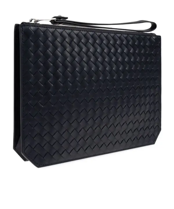 Bottega Veneta Woven Leather Zippered Clutch