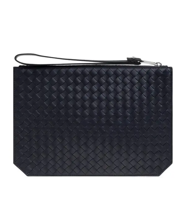 Bottega Veneta Woven Leather Zippered Clutch