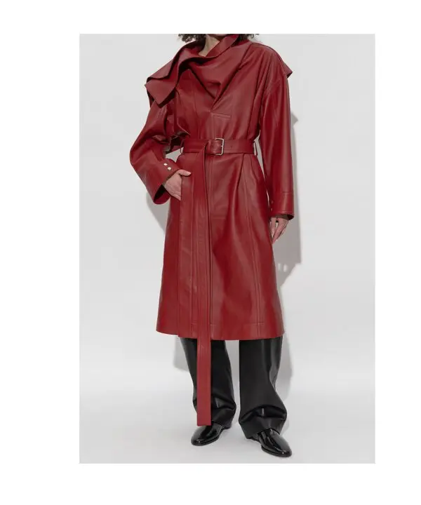 Bottega Veneta Leather Belted Coat