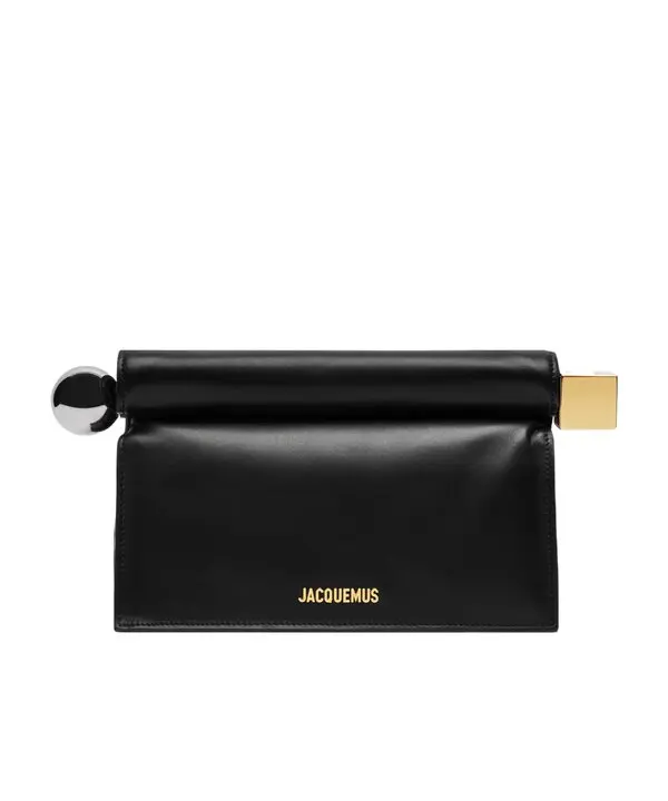 Jacquemus La Pochette Rond Carré Logo Plaque Clutch Bag - Black