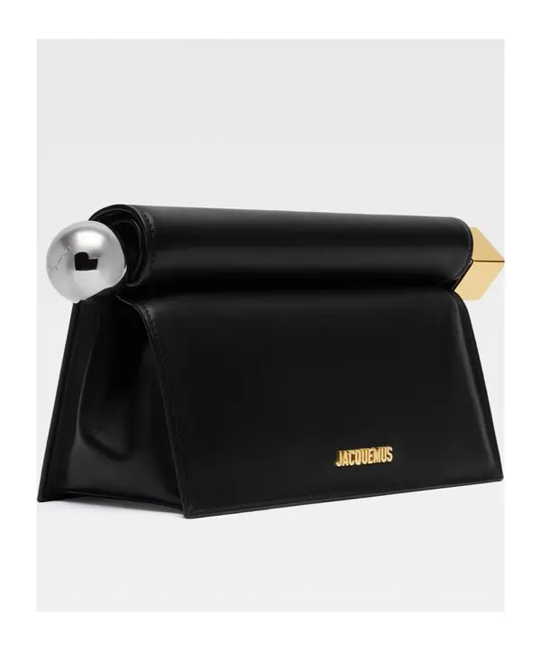 Jacquemus La Pochette Rond Carré Logo Plaque Clutch Bag - Black