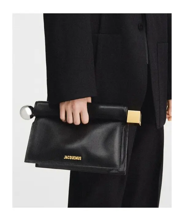 Jacquemus La Pochette Rond Carré Logo Plaque Clutch Bag - Black