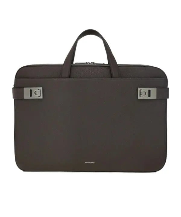 FERRAGAMO Gancini Briefcase - Testa Di Moro