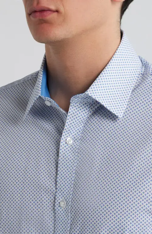 DANIEL HECHTER Paris Modern Fit Neat Geometric Print Cotton Dress Shirt - White